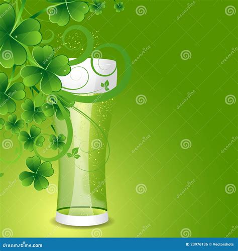 Beer Glass With Floral Shamrock Elements Stock Illustration