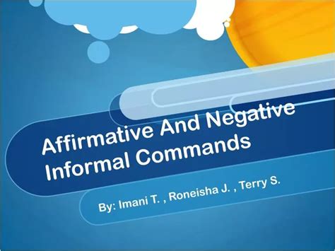 ppt affirmative and negative informal commands powerpoint