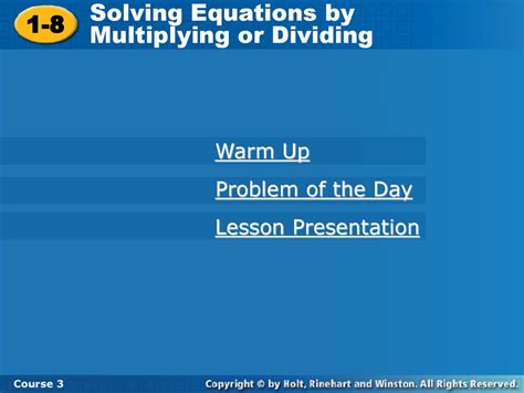 Solving Equations By Multiplying Or Dividing Ppt Download