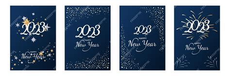 Premium Vector Set Of Happy New Year Surprise Card With Gold And