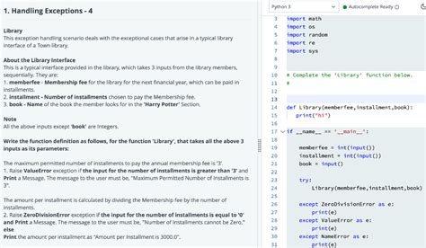 Solved Python Autocomplete Ready O Handling Exceptions Chegg