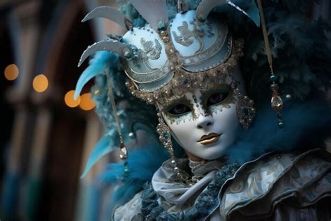 Traje elegante do carnaval de veneza em um cenário icônico Foto Premium