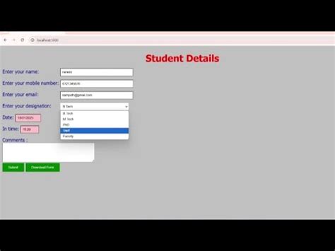 Creation Of Form In Html And Storing Data In Backend Excelsheet