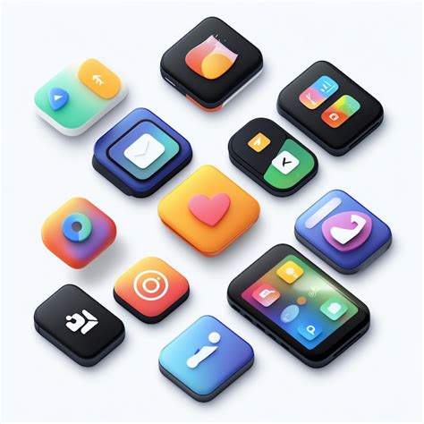 Colorful App Icons In Isometric View Perfect For Mobile App Design Premium Ai Generated Image