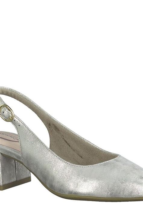 Tamaris Womens Gold Leather Low Heel Sling Back Shoe 8 89500 20