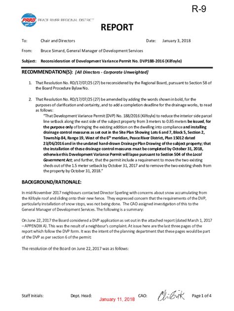 Fillable Online Reconsideration Of Development Variance Permit No