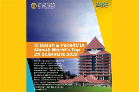Keren 12 Dosen Dan Peneliti Ui Masuk Worlds Top 2 Scientists 2022