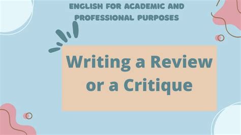 Eapp Quarter 1 Module 5 Critique Writing Pdf