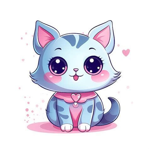 Premium Ai Image Vector Cute Cat With Love Sign Hand Cartoon