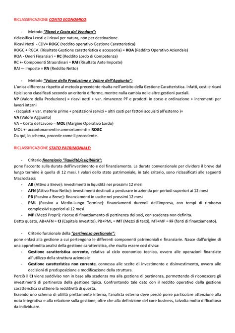Schema Riassuntivo Criteri Riclassificazione Bilancio Warning Tt