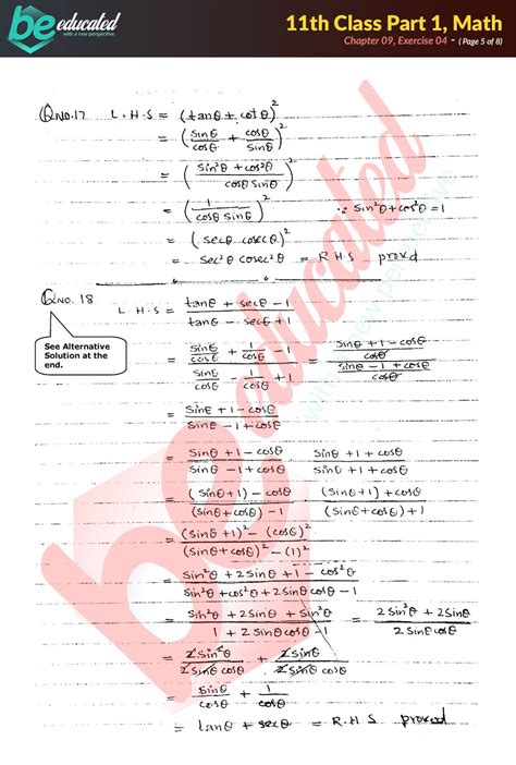 Exercise Mathematics Fsc Part Notes Inter Part Notes