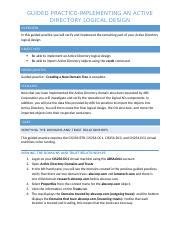 GP08 Implementing The Active Directory Logical Design Docx GUIDED PRACTICE IMPLEMENTING AN