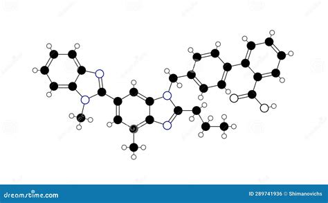 Telmisartan Molecule Structural Chemical Formula Ball And Stick Model