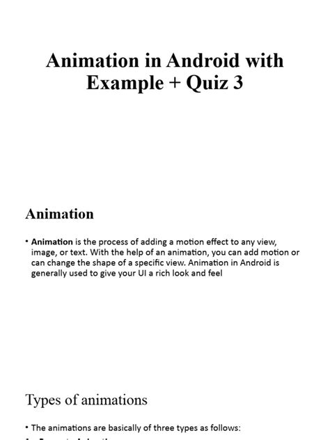Animations In Andriod Pdf Android Operating System Rotation
