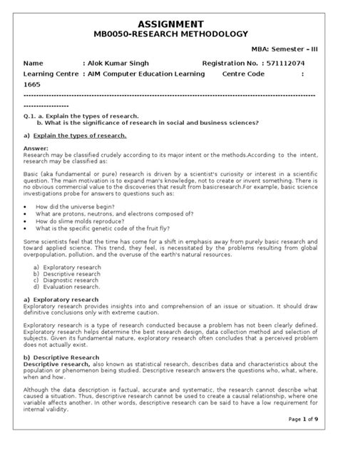 Assignment Market Research Pdf Experiment Design Of Experiments