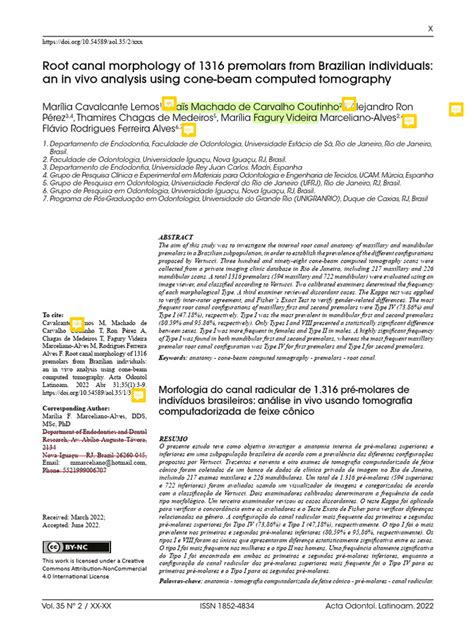 Root Canal Morphology Of 1316 Premolars From Brazilian Individuals An