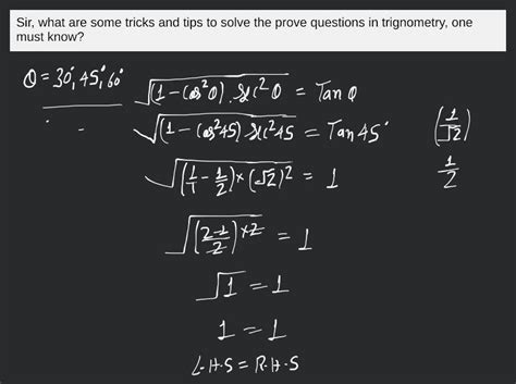 Sir What Are Some Tricks To Solve The Questions Of Trignometry One Must