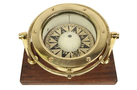 19th Century Brass Nautical Compass Antique Marine Navigation