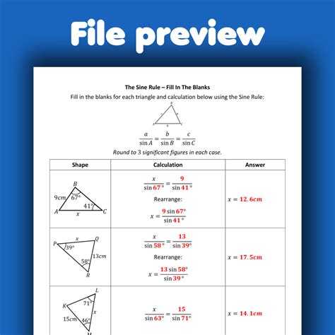 Sine Rule Fill In The Blanks Andy Lutwyche