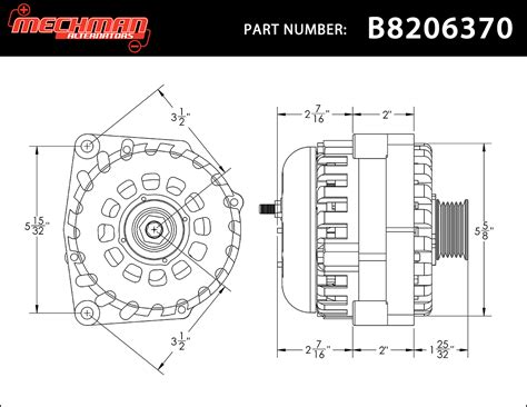Mechman High Output Alternator Technical Drawings