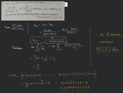 Let Be A Sequence Such That A1 A2 An N1n2n23n If 28∑k110