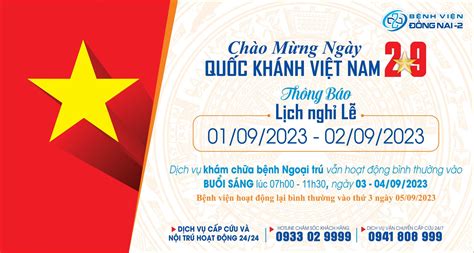 ThÔng BÁo LỊch NghỈ LỄ QuỐc KhÁnh 29 BỆnh ViỆn ĐỒng Nai 2