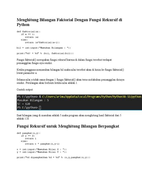Menghitung Bilangan Faktorial Berpangkat Dan Fibonacci Dengan Fungsi
