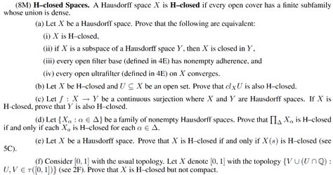 Solved 8m H Closed Spaces A Hausdorff Space X Is H Closed