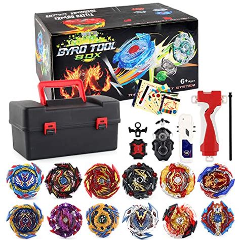 BeyBtatle Burst Gyro Toy Set 12 Spinning Tops 1x Launcher LR Left Right