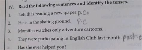 IV Read The Following Sentences And Identify StudyX