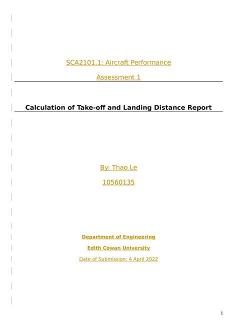 Takeoff AND Landing Distance Report SCA2101 Aircraft Performance