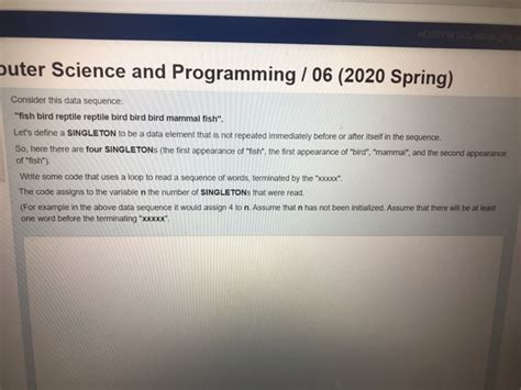 Solved Puter Science And Programming 06 2020 Spring