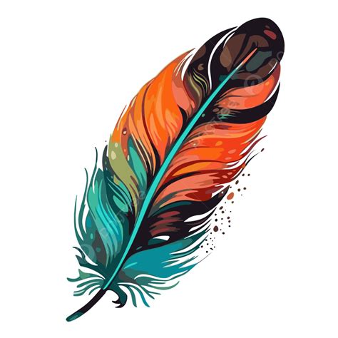 Feather Clipart Vector Feather Clipart In The Style Of Dark Orange And Dark Emerald Cartoon