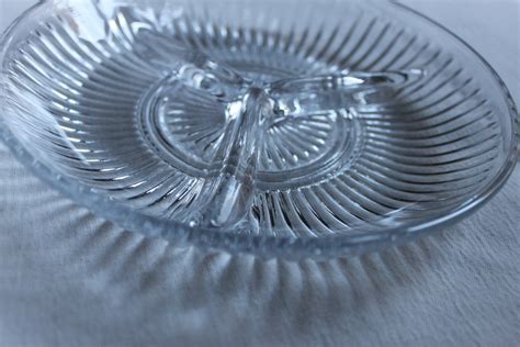 Vintage 1950s Clear Glass Divided Serving Dish Haute Juice