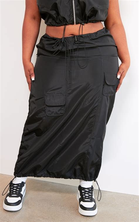 Plus Black Cargo Maxi Skirt Plus Size Prettylittlething