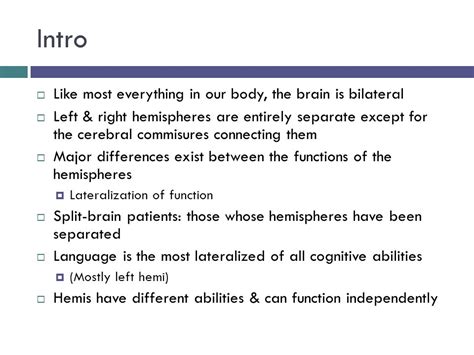 Ch 16 Lateralization Language And The Split Brain Ppt Video Online