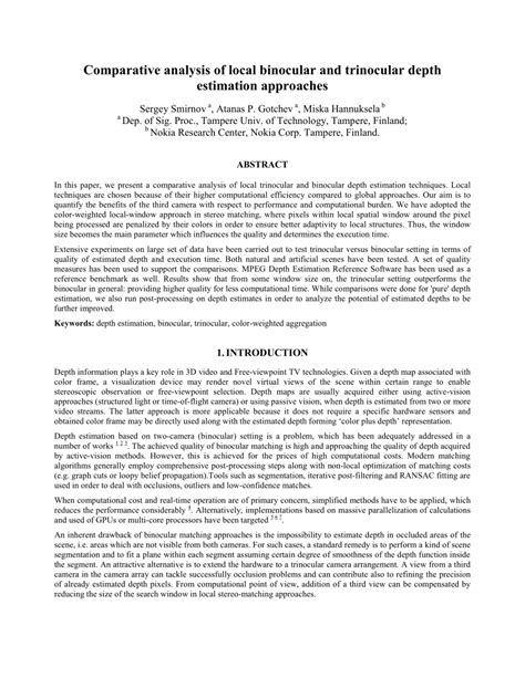 Pdf Comparative Analysis Of Local Binocular And Trinocular Depth Estimation Approaches