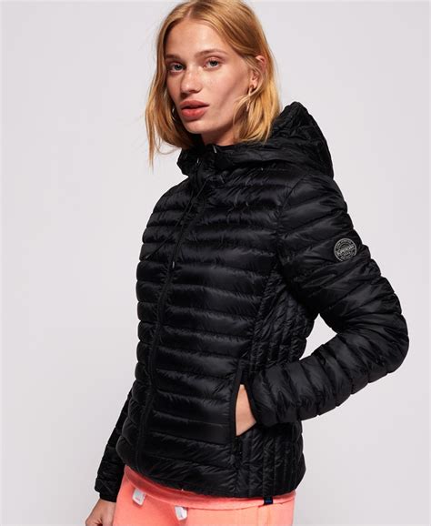 Womens Core Down Hooded Jacket In Black Superdry Uk