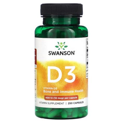 Swanson Vitamin D3 400 IU 10 Mcg 250 Capsules 250 Count Frys Food Stores