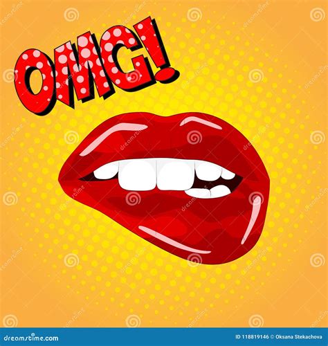 Sexy Lips Open Mouth Cartoon Illustration 251983780