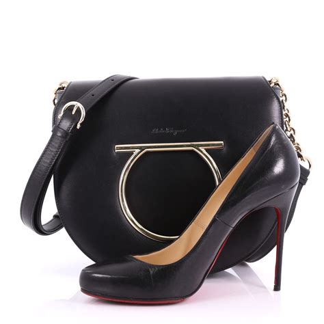 Salvatore Ferragamo Gancini Saddle Flap Bag Leather Small 3689401