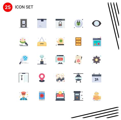 Group Of 25 Flat Colors Signs And Symbols For Iot Internet Shipping