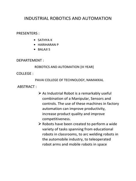 Industrial Robotics And Automation Pdf