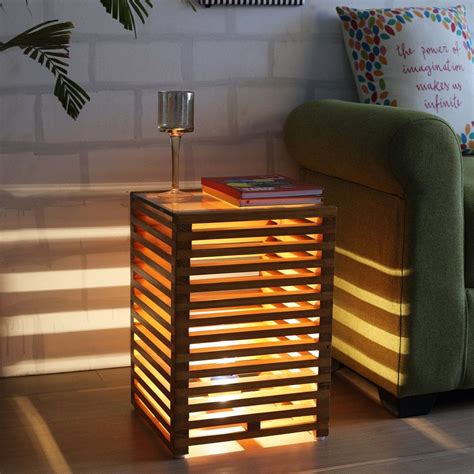 Pine Wood Illuminating Nightstand Cum End Table Cum Floor Lamp Etsy Artofit