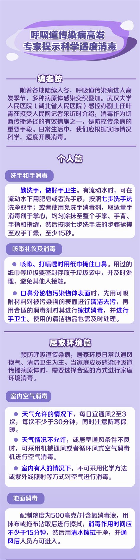 呼吸道传染病高发 专家提示科学适度消毒