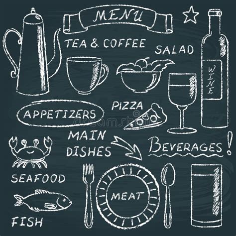 Healthy Food Chalkboard Menu With Hand Drawn Assorted Fruits And