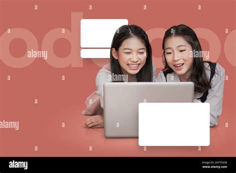 Asian Female Babes Learn Coding Computer Programming Stock Photo Alamy