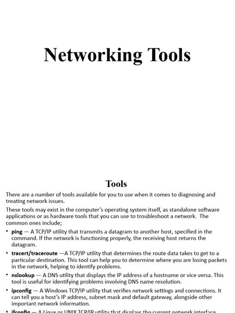 Networking Tools Pdf Ip Address Computer Network