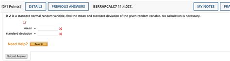 Solved If Z Is A Standard Normal Random Variable Find The