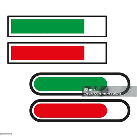 로딩 막대 아이콘 진행률 표시줄 기호입니다 녹색과 빨간색 벡터 일러스트 레이 션입니다 0명에 대한 스톡 벡터 아트 및 기타